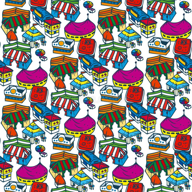 Fair Seamless Pattern stock vector. Illustration of merchant - 90426908