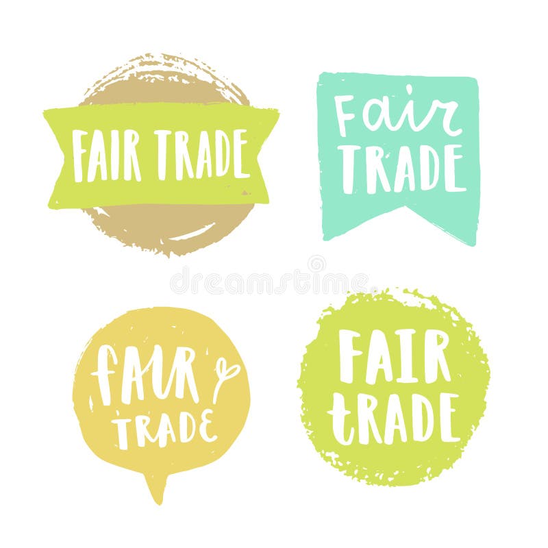 Fair Trade Hand Drawn Badges. Stock Vector - Illustration of icon ...