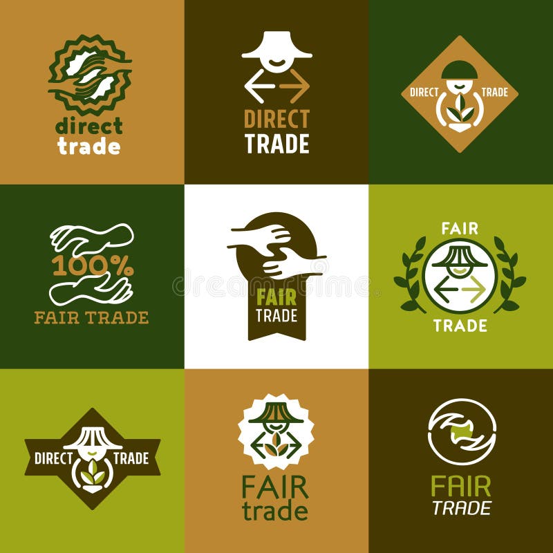 Fair Trade Icons Set and Signs Stock Vector - Illustration of produce ...