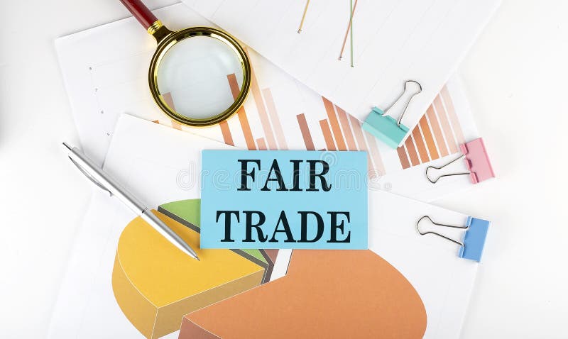 FAIR TRADE Text on the Sticker on the Paper Diagram Stock Photo - Image ...