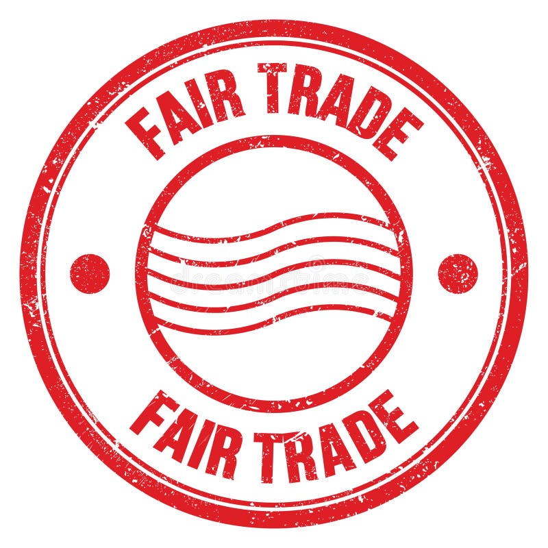 FAIR TRADE Text Written on Red Round Postal Stamp Sign Stock ...