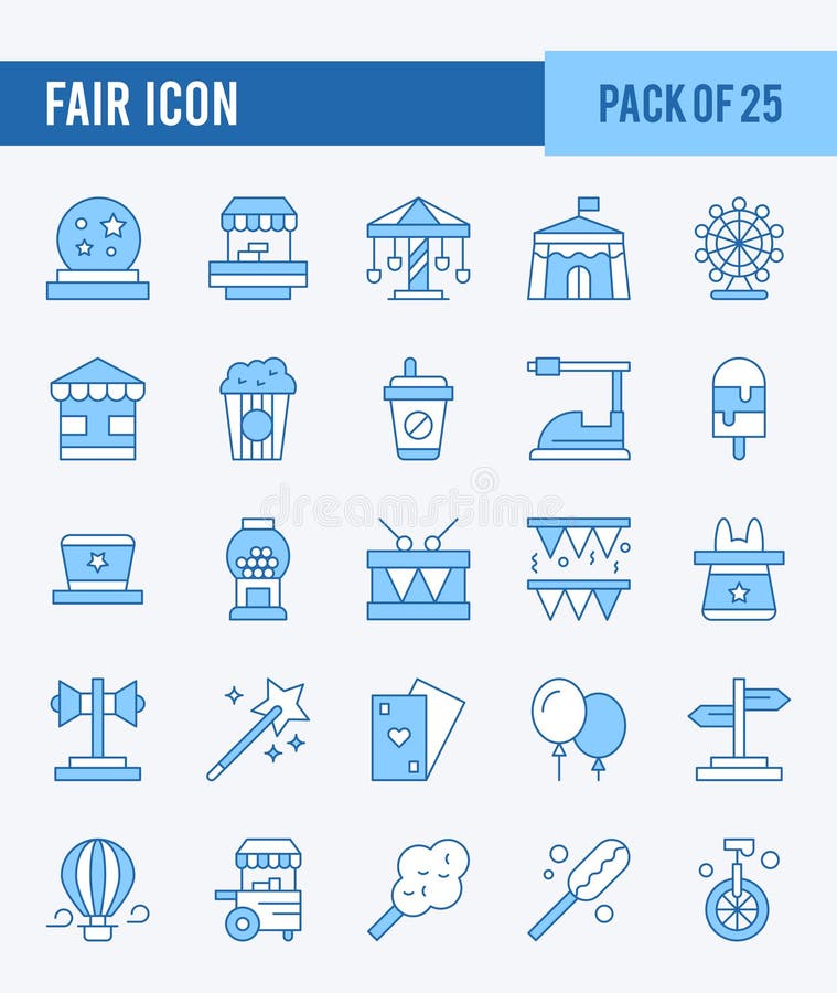 25 Fair. Two Color Icons Pack. Vector Illustration Stock Vector ...
