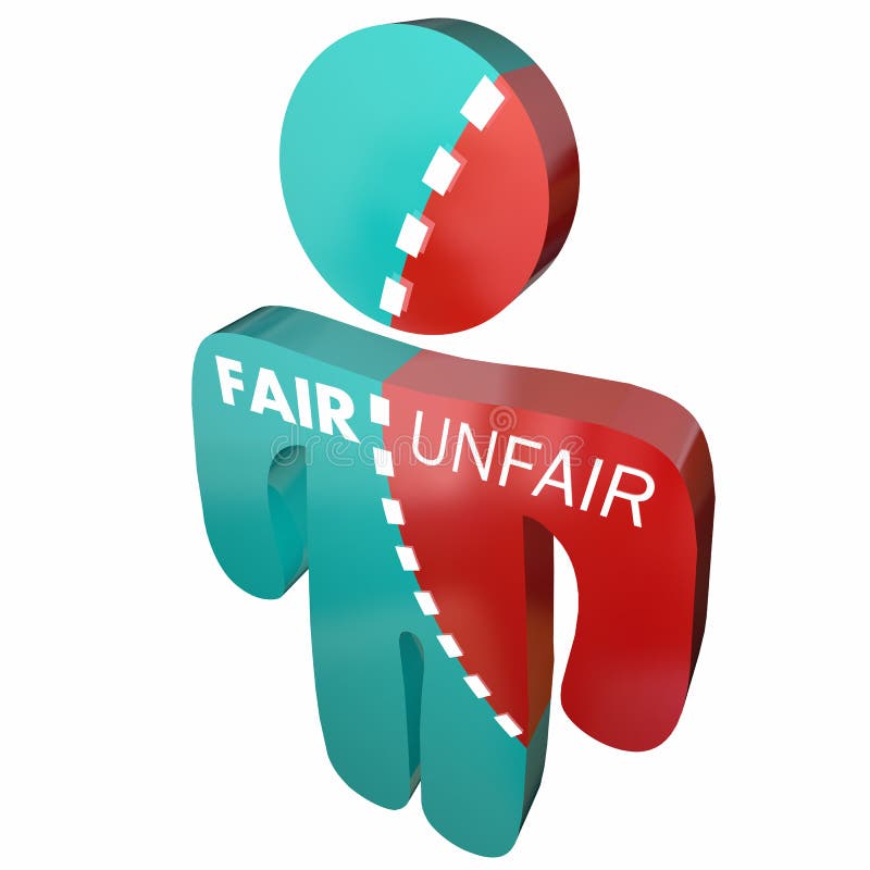 Fair Vs Unfair Justice Right Wrong Person Words Stock Illustration ...
