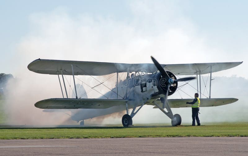Fairey Swordfish Starts Its Engine Editorial Image - Image of exhaust ...