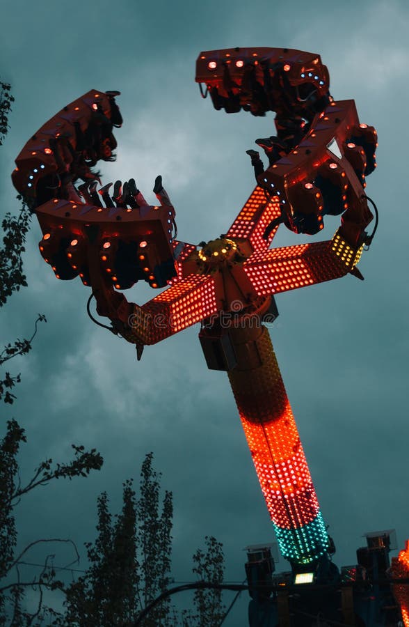 Fairground Attraction at Amusement Park Stock Photo - Image of blue ...