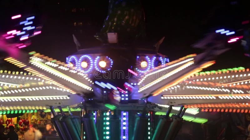 Fairground Attraction by Rotating at Night Stock Footage - Video of ...