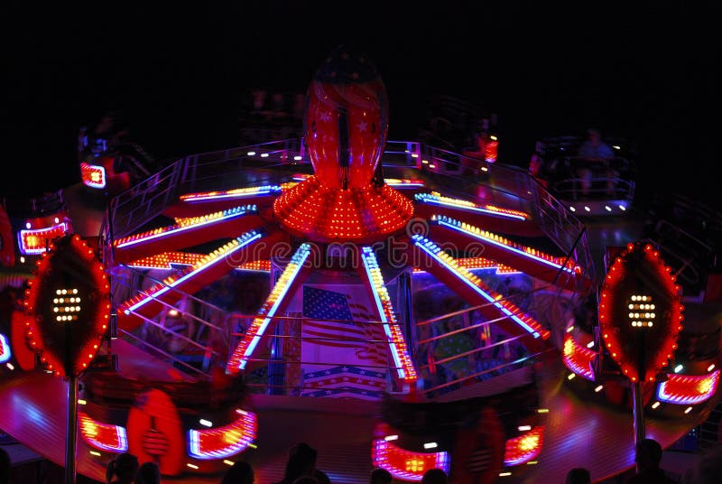 Fairground Roundabout at Night Stock Photo - Image of carousel ...