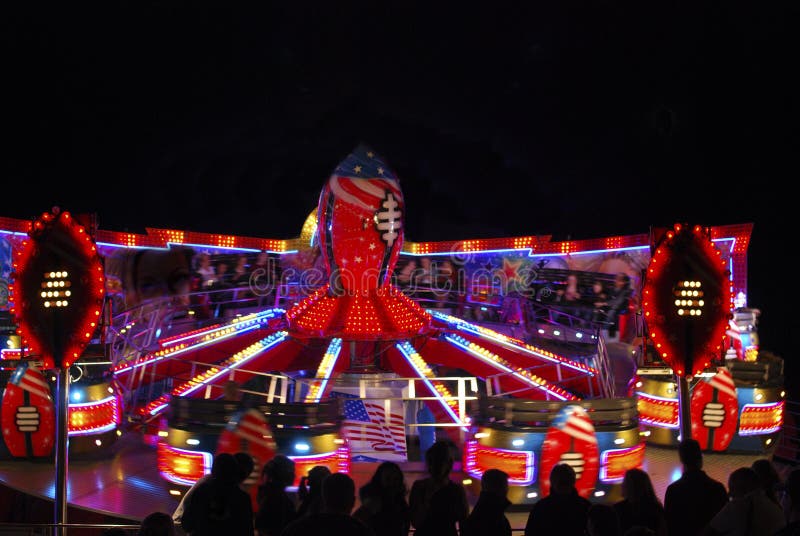 Fairground Roundabout at Night Stock Photo - Image of carousel ...