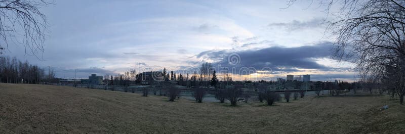 Fairview Anchorage Alaska Sunset Diffused Sunlight Downtown Stock Photo ...