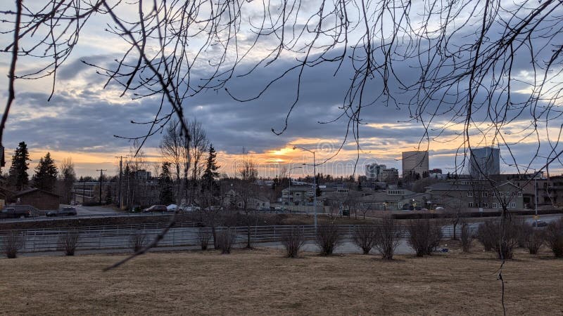 Fairview Anchorage Alaska Sunset Diffused Sunlight Downtown Stock Image ...