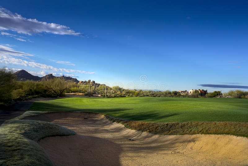 Fairway of Beautiful Arizona Golf Course Mountain Backdrop Stock Image ...
