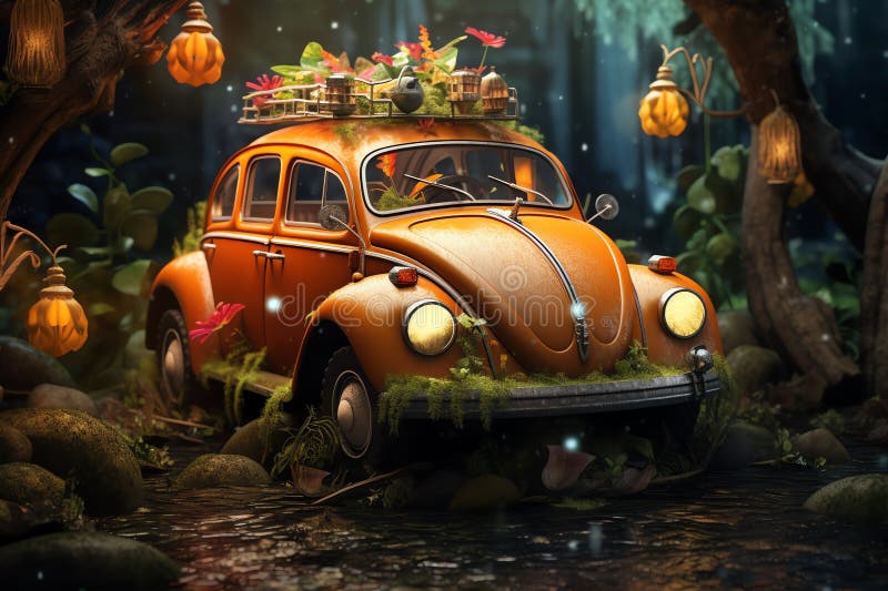 Fairy Car Magical Fairytale World Stock Illustration - Illustration of ...