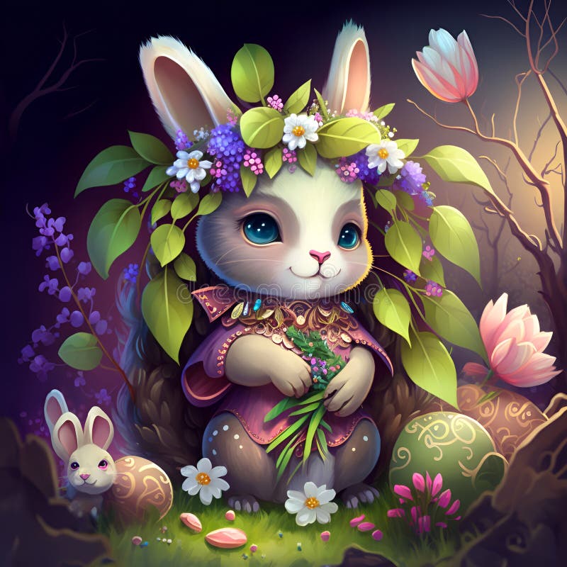 Fairy cartoon easter bunny stock illustration. Illustration of pysanka ...