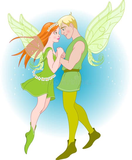 Fairy Couple on a Romantic Fly Stock Vector - Illustration of love ...