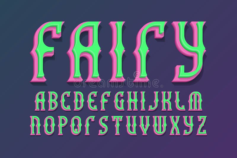 Fairy Decorative Alphabet. 3d Colored Font Stock Vector - Illustration ...