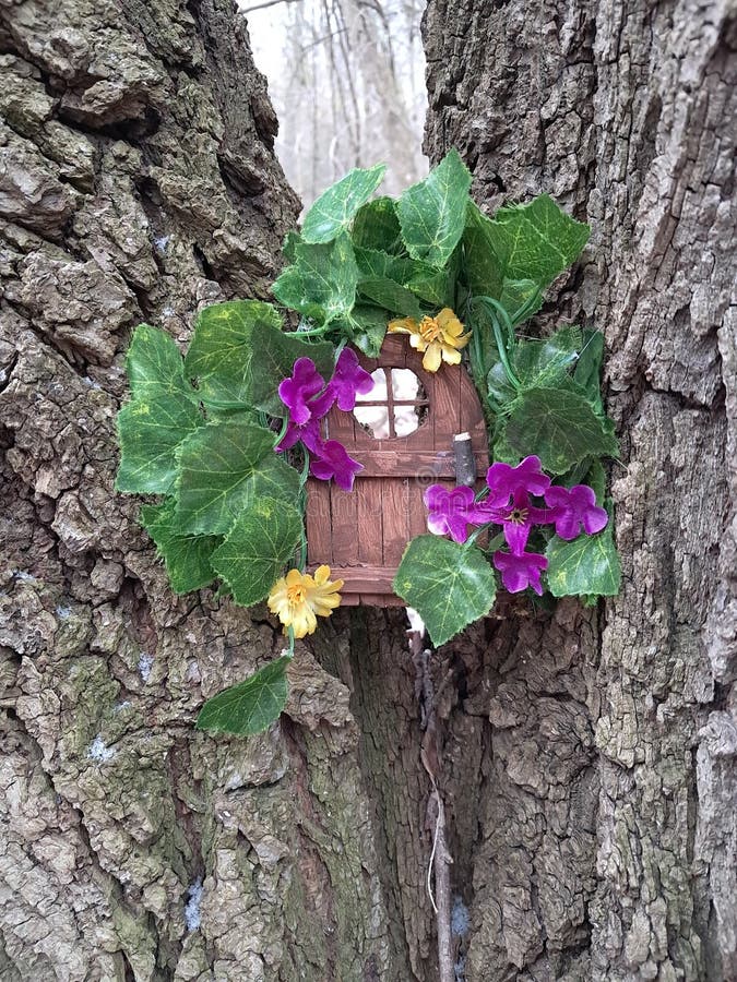 Fairy Door in a Tree in the Forest Stock Photo - Image of green, tree ...