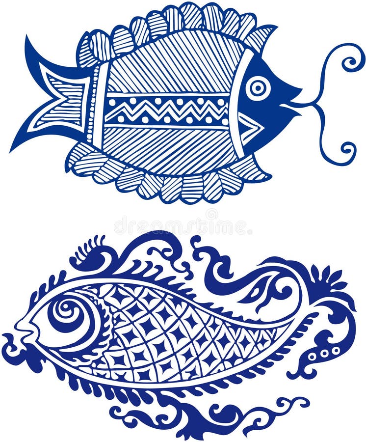 Fairy Eastern Fish Patterns Stock Illustration - Illustration of ...