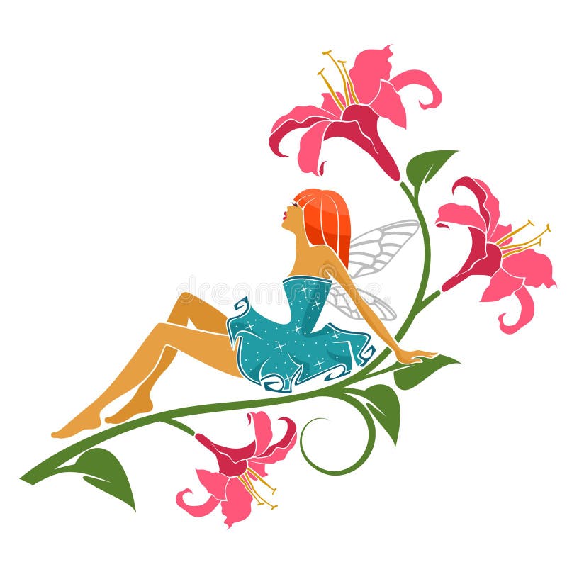 Fairy with a flowers stock vector. Illustration of elegance - 110125602