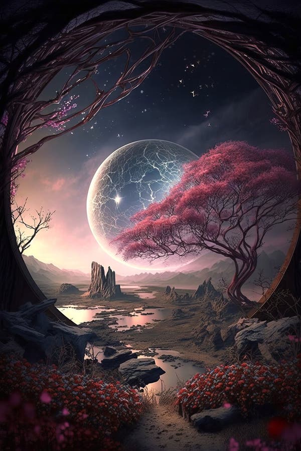 Fairy forest by moonlight stock image. Image of blue - 276781619