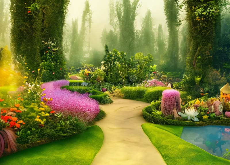 Fairy garden stock illustration. Illustration of tree - 287182060