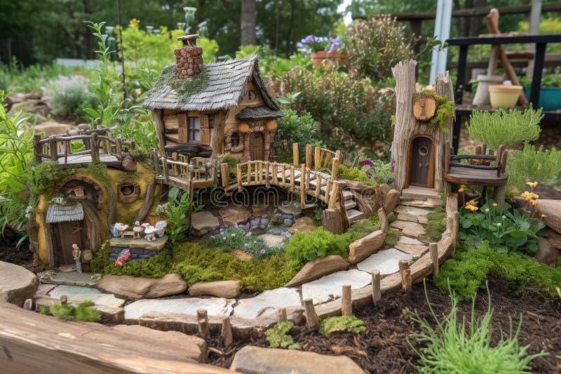 Fairy Garden with Whimsical Structures, Hidden Nooks, and Magical ...