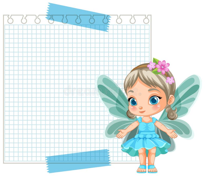 A Fairy Girl in Front of a Blank Notepad Stock Vector - Illustration of ...
