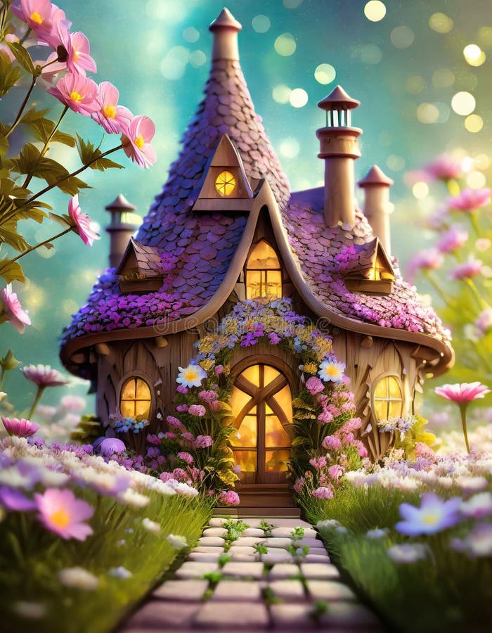 Fairy house in the forest stock illustration. Illustration of park ...