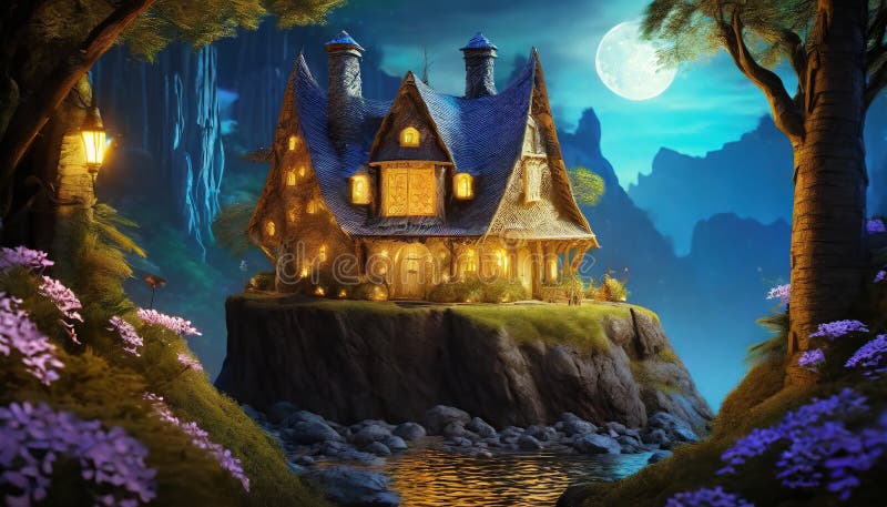 Fairy house in the forest stock illustration. Illustration of plant ...