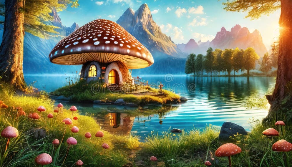 Fairy House in the Shape of a Toadstool Stock Illustration ...