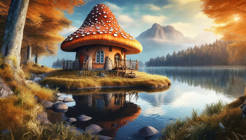 Fairy House in the Shape of a Toadstool Stock Illustration ...