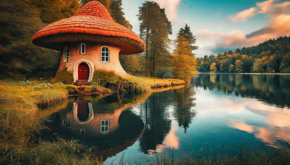 Fairy House in the Shape of a Toadstool Stock Illustration ...