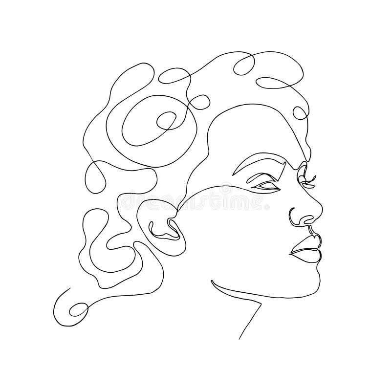 Woman Face One Line Drawing Stock Illustration Illustration Of Fairy