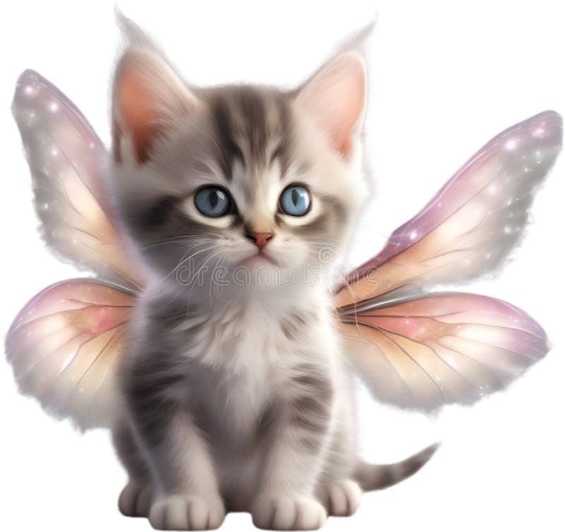 Fairy Kitten with a Magical Wing. AI-Generated. Stock Photo ...