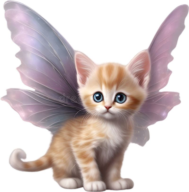 Fairy Kitten with a Magical Wing. AI-Generated. Stock Image ...