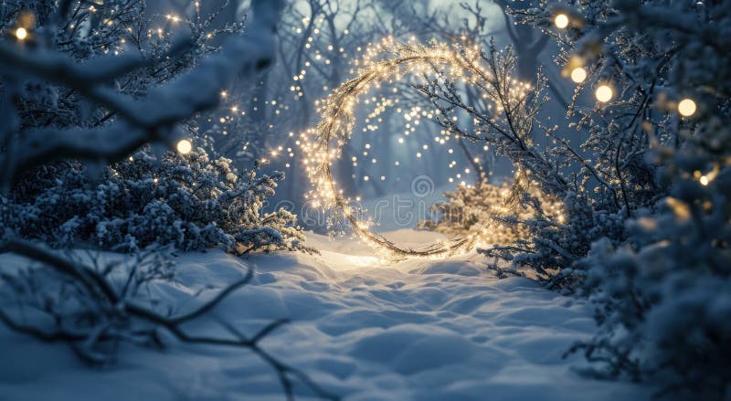 A Fairy Light Frame in the Snow Stock Image - Image of snow, outdoors ...
