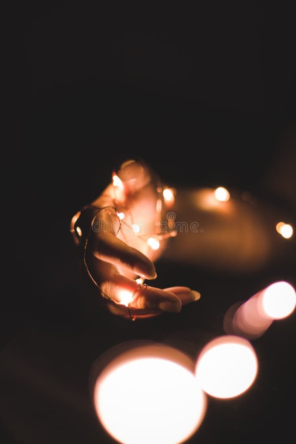 Fairy Lights Night Photography with Hand Stock Image - Image of hand ...