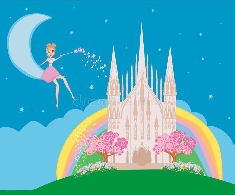 Fairy and magic at night stock vector. Illustration of medieval - 156340726