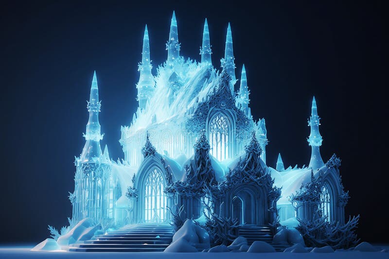 Fairy Magical White and Blue Ice Palace Stock Illustration ...