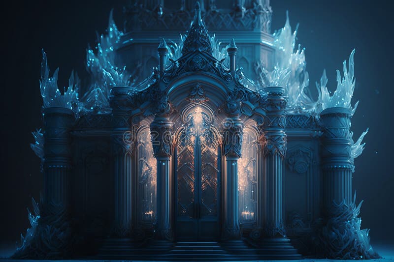 Fairy Magical White and Blue Ice Palace Stock Illustration ...