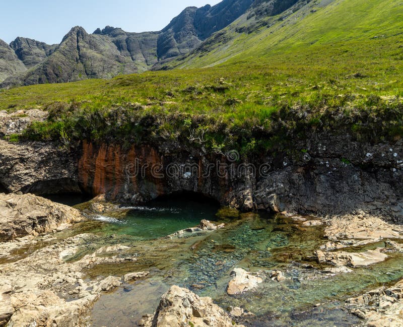 The Fairy Pool Arches and Cuillin Mountain Backdrop on the Isle of Skye ...