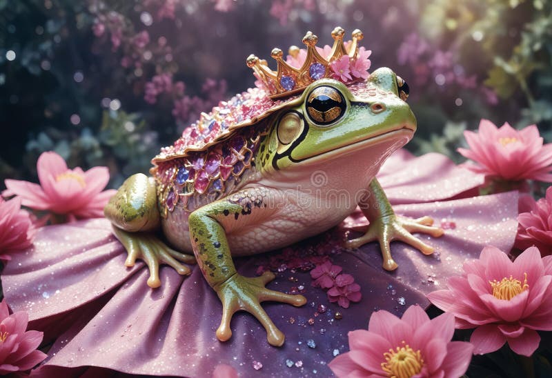 Fairy Queen Frog Covered with Pink Gloss Stock Illustration ...