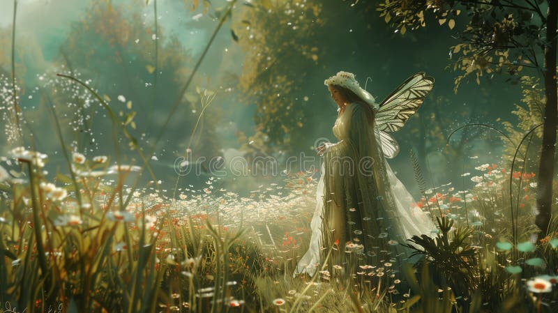 Fairy Queen in a Magical Glade Stock Illustration - Illustration of ...