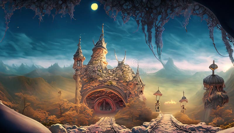 Fairy tale background stock illustration. Illustration of building ...