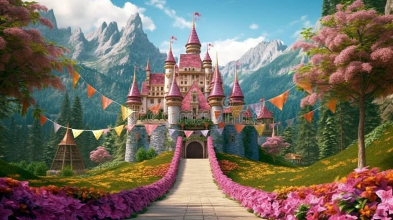 Fairy Tale Background with Princess Castle in the Forest. Castle with ...