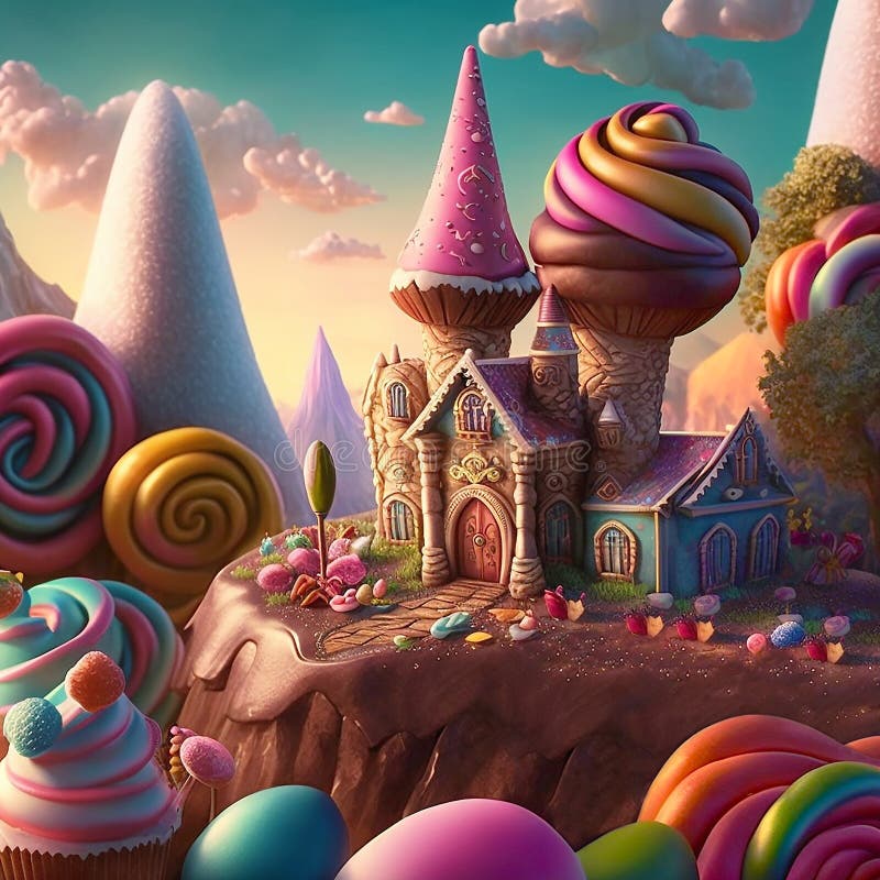 Fairy tale candy land stock illustration. Illustration of confectionery ...