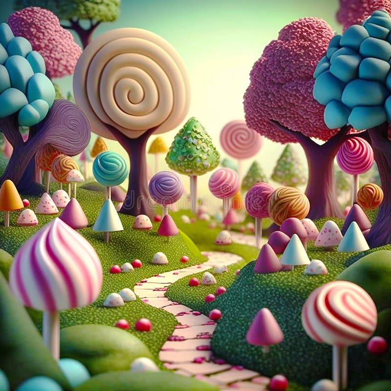 Fairy tale candy land 3d stock illustration. Illustration of fairy ...