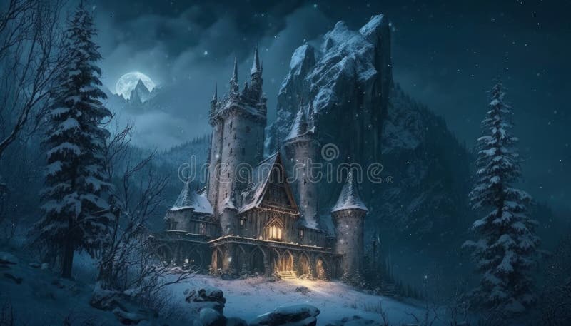 Night Scene Fairy Tale Castle Stock Illustrations – 366 Night Scene ...