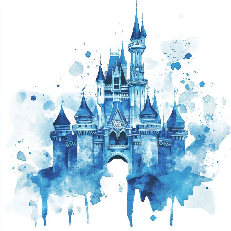 A Fairy Tale Castle with Turrets that is Blue and Magical Stock ...