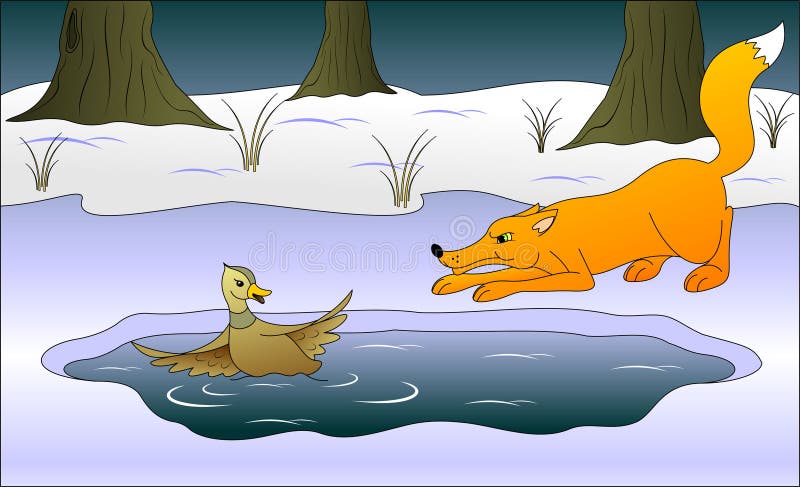 Fairy Tale Characters Duck and Fox Stock Vector - Illustration of ...