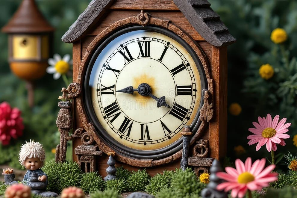 Fairy Tale Enchanted Clock stock illustration. Illustration of ...